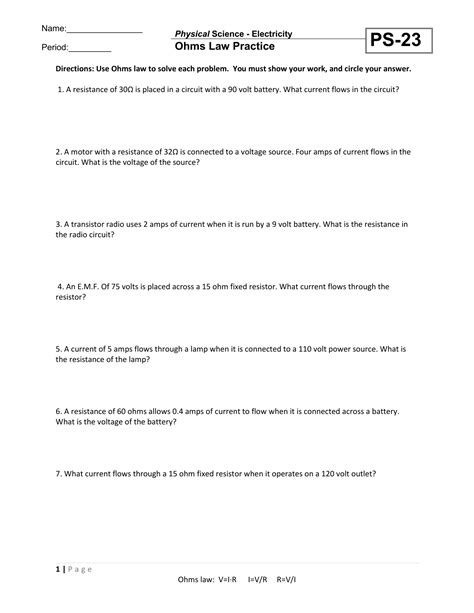 Ohm S Law Parallel Circuit Practice Problems Circuit Diagram