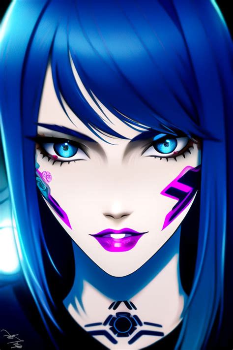 Blue Hair Cyberpunk Girl 0016 By Aitrip On Deviantart