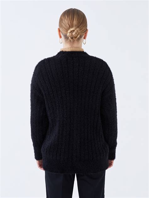 Cardigan en Tricot à Manches Longues et Col en V Pour Femmes W35192Z8