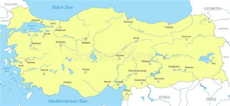 Mapa Político De Turquía Con Fronteras Nacionales Ilustración del