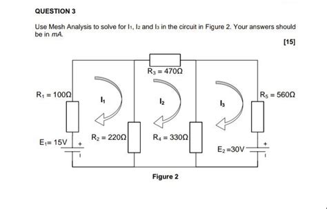 solved use mesh analysis to solve for i1 i2 and i3 in the