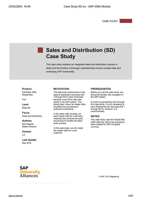 SOLUTION Case Study Sd En Sap Gbi Module Studypool