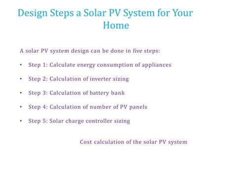 Design Of Solar Pv System Ppt Gas And Electric Home Utilities