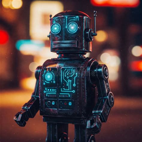 Neon Nostalgia In Futuristic Robotics Stock Illustration Illustration