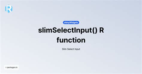 Slimselectinput R Function From Shinywidgets R Packages