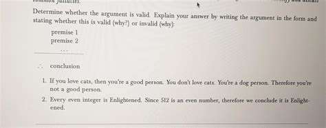 Solved Determine Whether The Argument Is Valid Explain Your Chegg