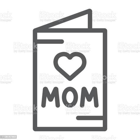 어머니 일 카드 라인 아이콘 인사말 및 축 하 엽서 기호 벡터 그래픽 흰색 바탕에 선형 패턴을 사랑 해요 10에 대한 스톡 벡터