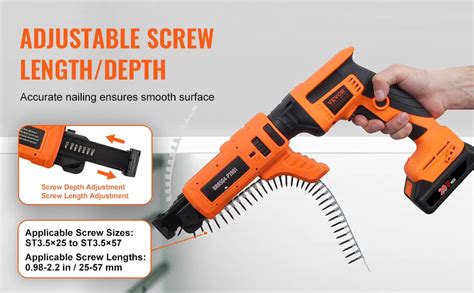 Vevor Drywall Screw Gun Auto Feed 20v Max Collated Drywall Screwgun