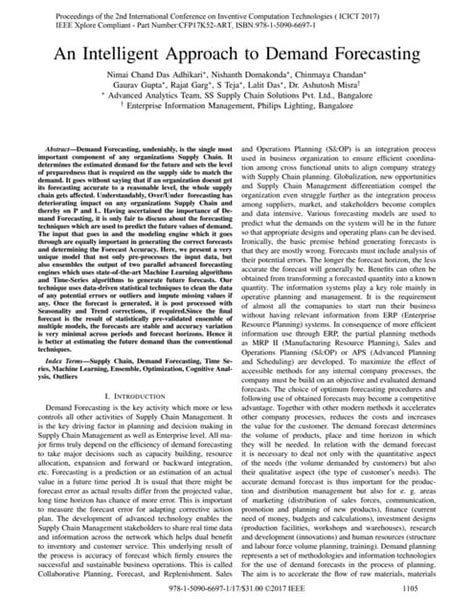 An Intelligent Approach To Demand Forecasting Pdf