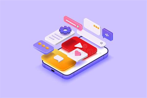 Modern D Isometric Illustration Of App Development Stock Vector