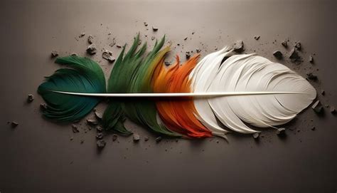Indian Republic Day With A Single Feather Inked In Tricolor Generated