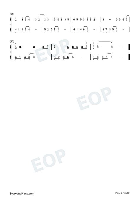 不散 C调简单版 天官赐福片尾曲双手简谱预览 Eop在线乐谱架