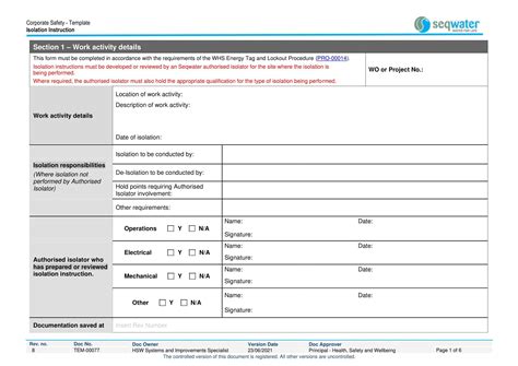 Free Printable Work Instruction Templates [pdf Word Excel]