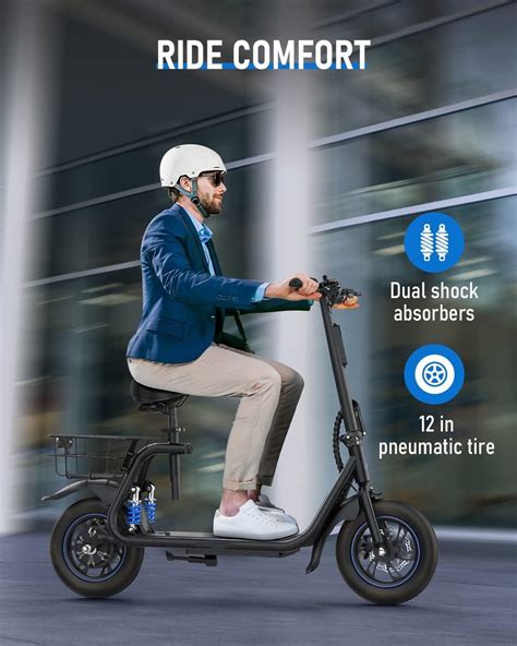 Kistp 450w Electric Scooter With Seat For Adult 12 Inch Commuter