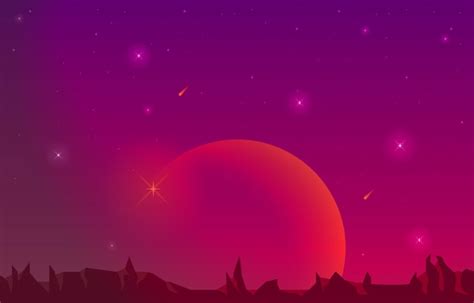 Premium Vector Landscape Surface Of Planet Sky