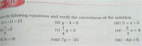 Galre The Following Equations And Verify The Correctness Of The Solution