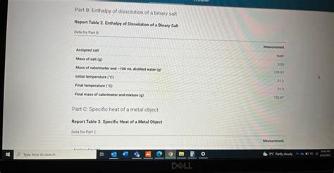 Report Sheet Part A Enthalpy Of Neutralization