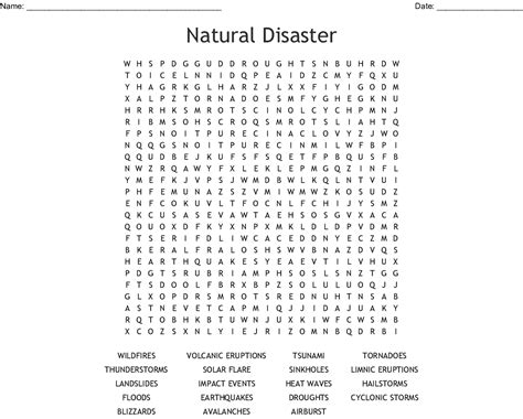 Natural Disaster Word Search Wordmint Word Search Printable