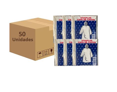 Capa De Chuva Descartável Transparente Adulto Kit Unidades