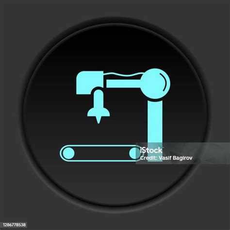다크 버튼 아이콘 로봇 기술 산업 공장 응용 프로그램 일러스트를 위한 버튼 배너 라운드 배지 인터페이스 개념에 대한 스톡 벡터 아트 및 기타 이미지 Istock