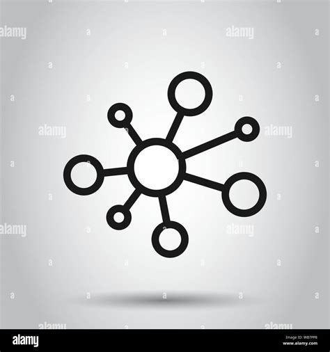 Hub Network Connection Sign Icon In Flat Style Dna Molecule Vector