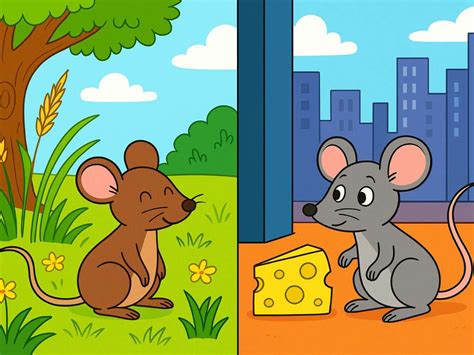 El ratón de campo y el ratón de ciudad Pequeocio