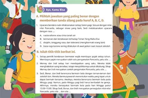 Nilai Nilai Pancasila Untuk Kebahagiaan Bersama Kunci Jawaban PKn Kelas SD MI Halaman