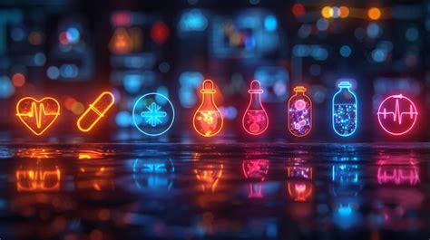 Premium Photo Produce A Neon Set Of Healthcare Interactions Symbols