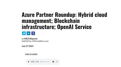 Mscloudnews On Linkedin Azure Partner Roundup Hybrid Cloud Management