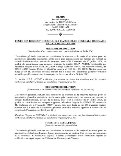 Texte Des Résolutions