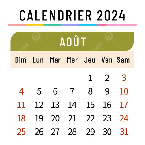 Calendario Agosto 2024 Vector Png Dibujos Agosto De 2