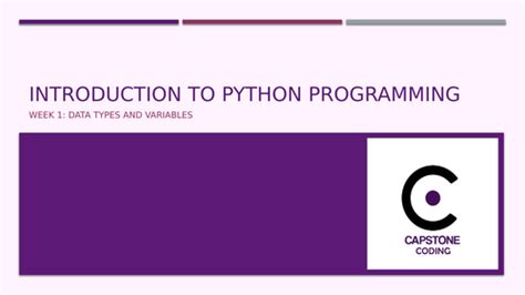 Lesson 1 Introduction To Programming Data Types And Variables