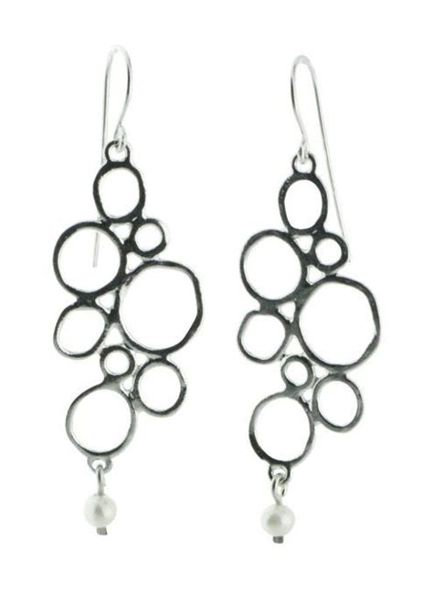 Pebble Sterling Silver Earrings With Pearl Drop