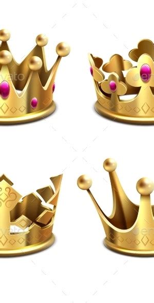 Gold 3d Crown Vector Set By Microvone Graphicriver