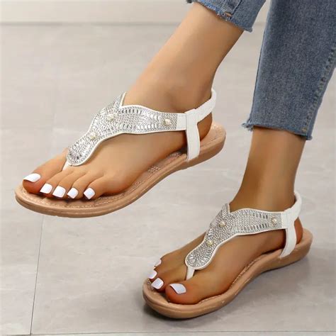 Womens Flat Thong Sandals Open Toe Strap Regionname