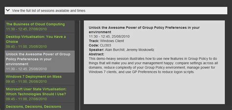 Watch My Teched 2010 Australian Group Policy Preferences Session Live