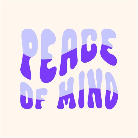 Peace Of Mind Retro Wavy Slogan In Blue Colors Simple Monochrome