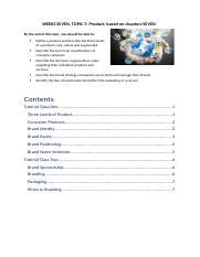 Week Seven Tutorial Questions Docx WEEKS SEVEN TOPIC 7 Product Based On Chapters SEVEN By The