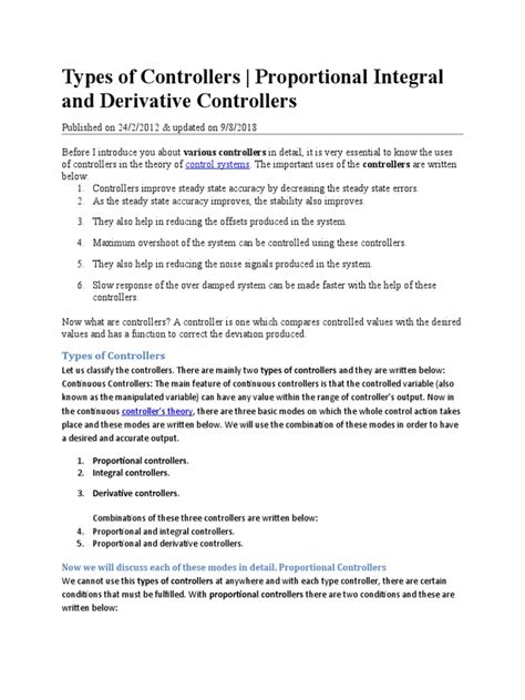 P Pi Controller Pdf Control Theory Control Engineering