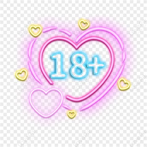 ネオン効率18歳の誕生日ボーダーラブパーティーお誕生日 イラスト， 愛 歳 18歳 フリー素材 透過 Lovepik