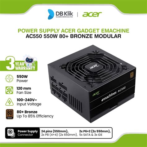 Jual Acer Power Supply Emachine Gadget Ac550 550w 80 Bronze Modular Ac