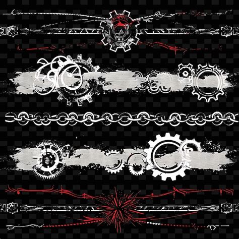 Premium Psd Png Industrial Wire String Borderlines Design With Gear