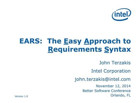 Ears The Easy Approach To Requirements Syntax Pdf