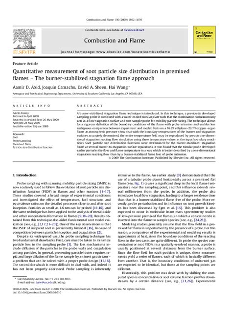 Pdf Quantitative Measurement Of Soot Particle Size Distribution In Premixed Flames The Burner