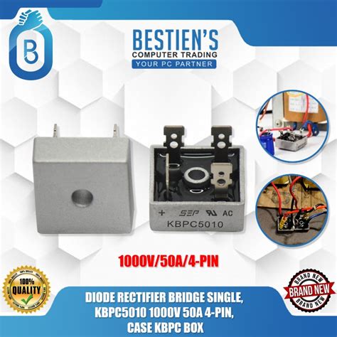 DIODE RECTIFIER BRIDGE SINGLE KBPC5010 1000V 50A 4 PIN CASE KBPC BOX
