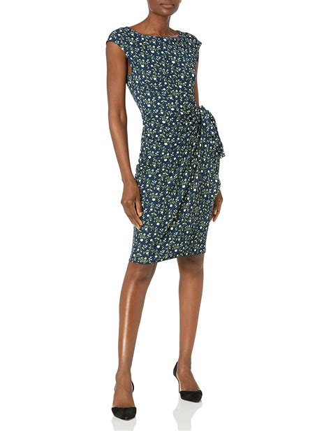 Amazon Lark Ro Women S Cap Sleeve Bateau Neck Wrap Dress Navy