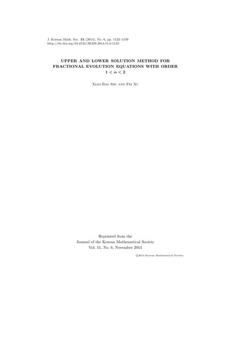Pdf Upper And Lower Solution Method For Fractional Evolution Equations With Order 1