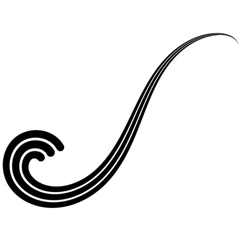 Curved Three Stripe Calligraphy Curl Sea Wave Calligraphy Elegantly
