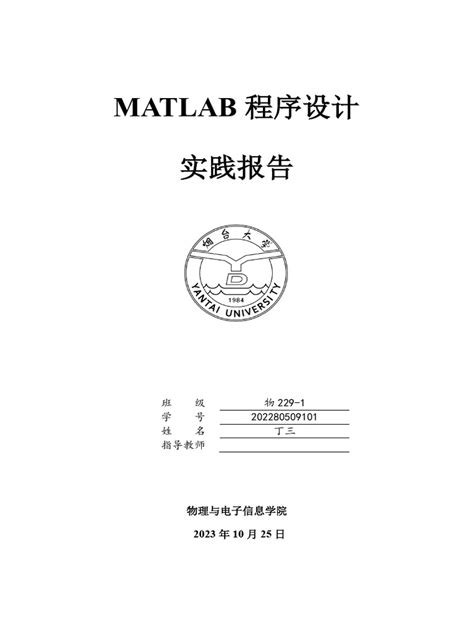 例2《matlab程序设计》实践报告（题目二） Pdf