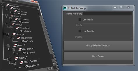 batch group objects for maya free renaming utility external scripts